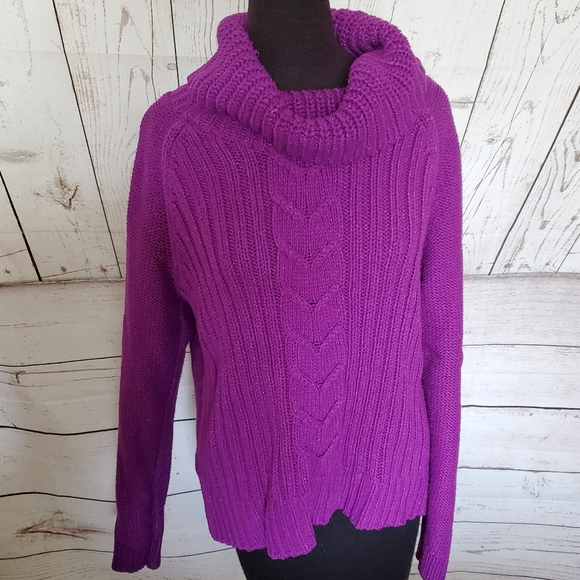 a.n.a | Sweaters | Ana A New Approach Cowl Neck Sweater Purple Metallic ...